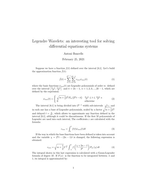 pdf legendre wavelets an interesting tool for solving differential equations systems