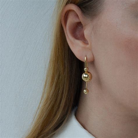 Złote kolczyki kule zakręcane 3 kulki próby 585 Król Jewellery