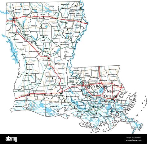 Louisiana Road And Highway Map Vector Illustration Stock Vector Image
