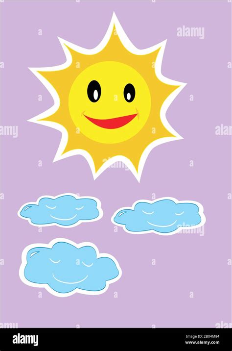 Ilustración de sol y nubes para niños Imagen Vector de stock Alamy