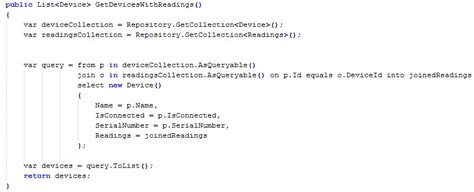 Joining Collections In MongoDB Using The C Driver And LINQ Axonize