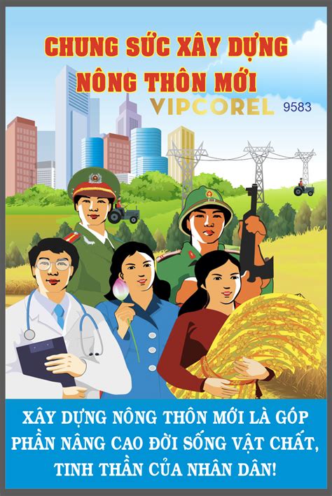 Pano cổ động xây dựng nông thôn mới 9583 Download file corel thiết kế