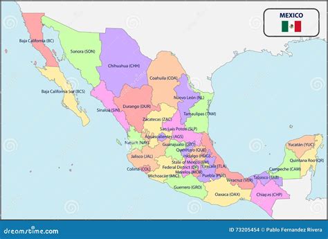 Mapa Político De México Con Nombres Ilustración del Vector Imagen