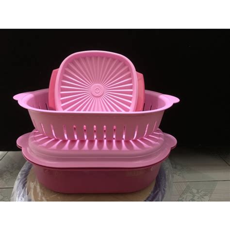 Tupperware Oval Server With Strainer L Hostess Pink Shopee Malaysia
