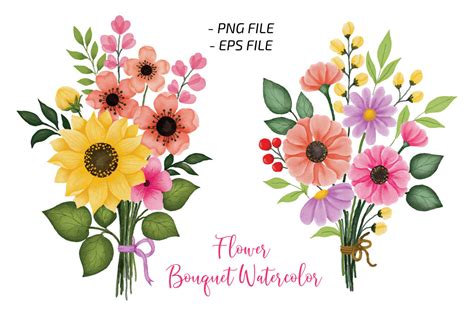 Flower Bouquet Watercolor PNG Vol 2 Graphic By UrufaArt Creative Fabrica