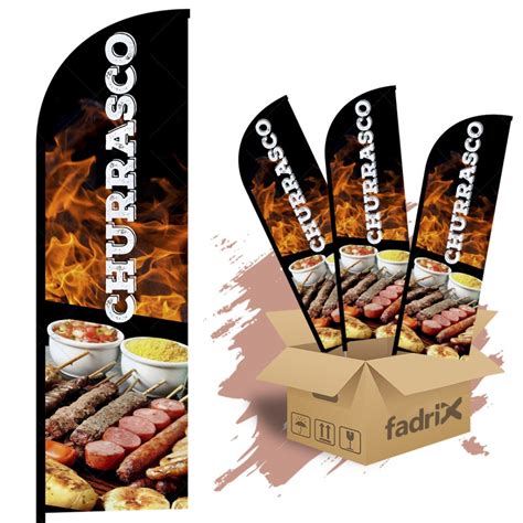 Wind Banner Dupla Face 3mt Completo Churrasco Kit C 3unds Na Fadrix