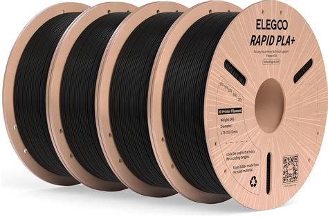 Amazon ELEGOO Rapid PLA Plus Filament 1 75mm Black 4KG PLA 3D