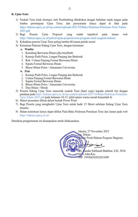 Ketentuan Pelaksanaan Ujian Proposal Ujian Tesis Program Studi Hukum