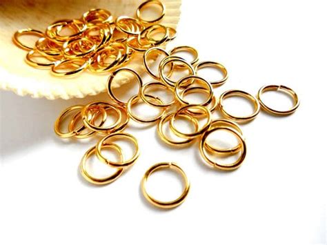 50 Gold Plated Jump Rings 10mm Open Loop 8 6 Etsy