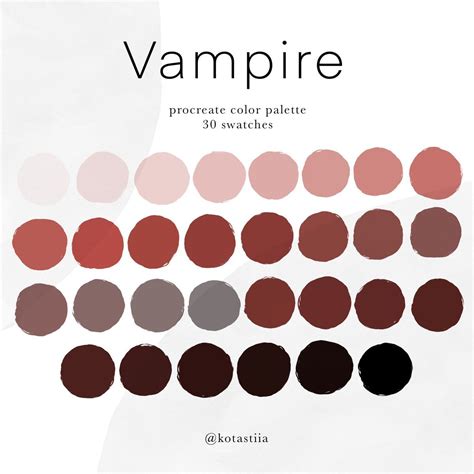 Vampire Digital Color Palette For Procreate Dark And Moody Etsy In