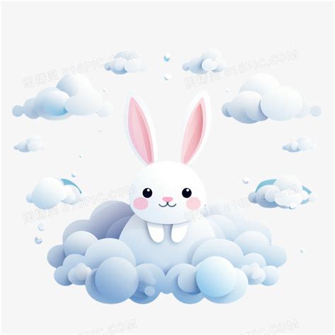 手绘卡通小白兔插画装饰元素图片免费下载 PNG素材 编号vn2ipwp80 图精灵