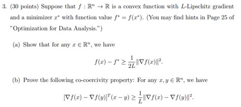solved 3 30 points suppose that f rn→r is a convex