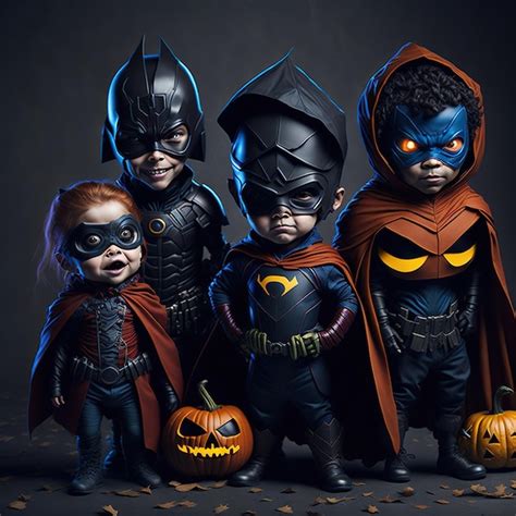 Lindos niños disfrazados de superhéroes Foto Premium