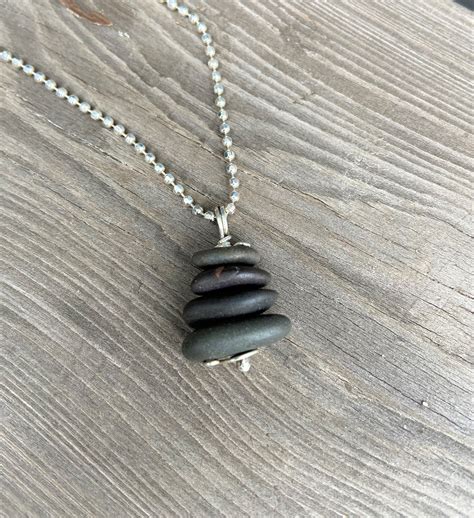 Natural Stone Jewelry Beach Stone Cairn Necklace Vacation Travel