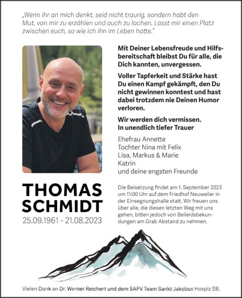 Traueranzeigen Von Margareta Schmidt Saarbruecker Zeitung Trauer De