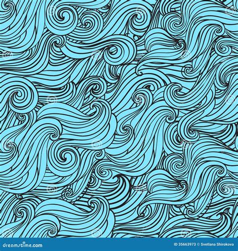 Seamless Abstract Hand Drawn Pattern Waves Background Stock Photos