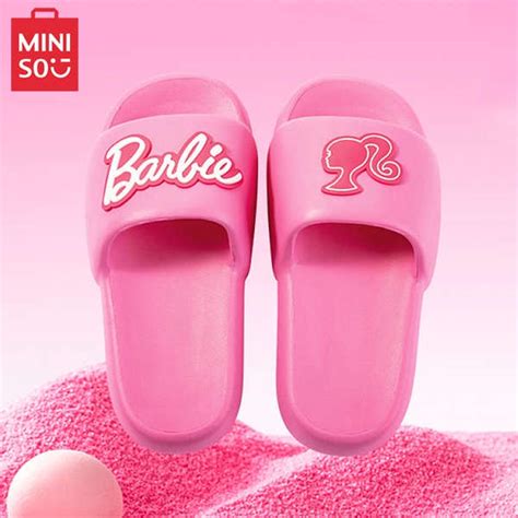Miniso miniso Dép Đi Trong Nhà Tắm Công Chúa barbie Màu Hồng Đế Dày
