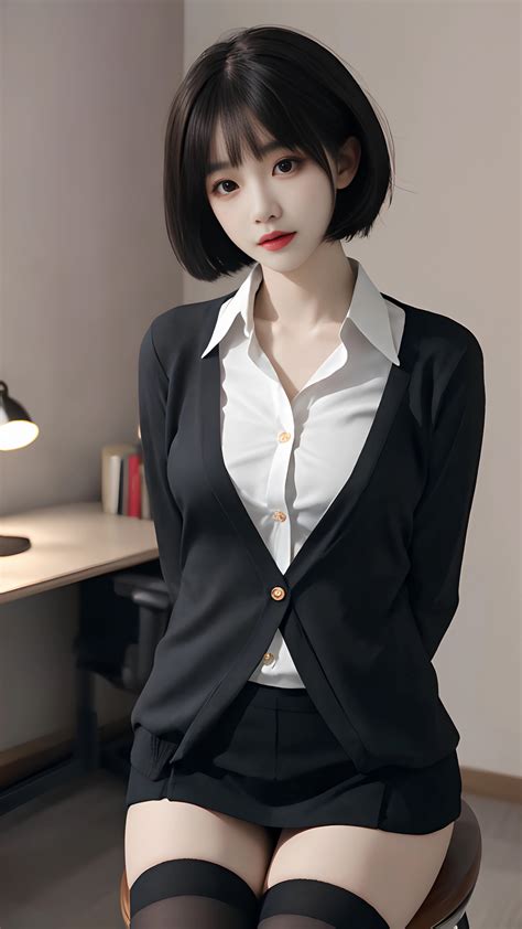 ai绝对领域黑丝制服美女 手机壁纸高清全屏 2160 3840 4k美女高清壁纸 典雅壁纸