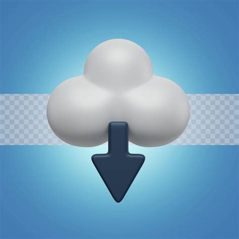 Icono de nube de descarga de ilustración de render 3d Archivo PSD Premium