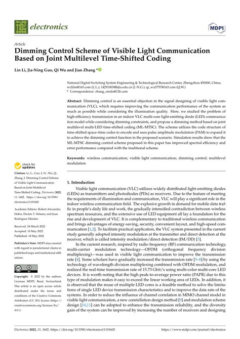 pdf dimming control scheme of visible light communication based on joint multilevel time