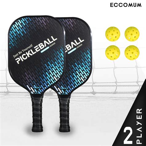 Eccomum Ultralight Indoor Outdoor Pickleball Set Carbon Fiber Paddles