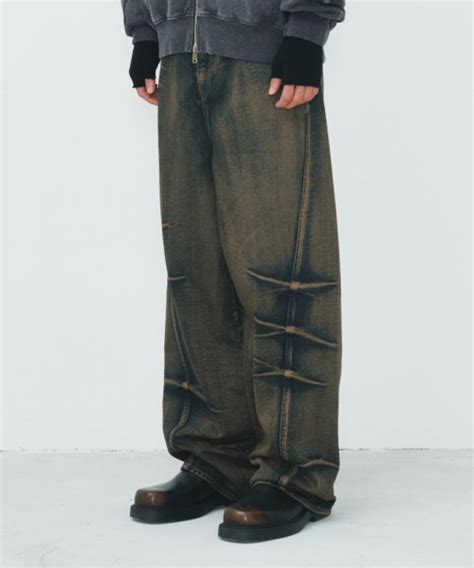 Musinsa Maison Mined Pinch Wind Denim Pants Brown