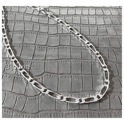 Cha Ne Maille Figaro Mm X Cm Argent Massif Bijoux Homme