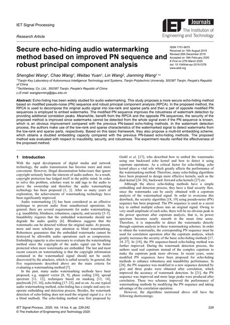 pdf a secure echo hiding audio watermarking method based on improved pn sequence and robust
