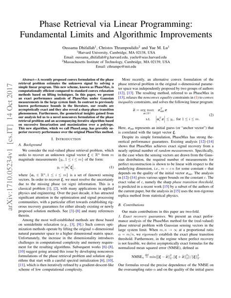 pdf phase retrieval via linear programming fundamental limits and algorithmic improvements