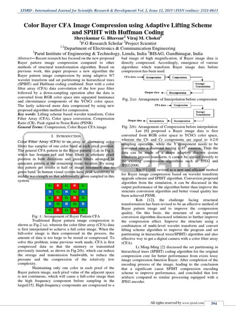 color bayer cfa image compression using adaptive lifting scheme and spiht with huffman coding