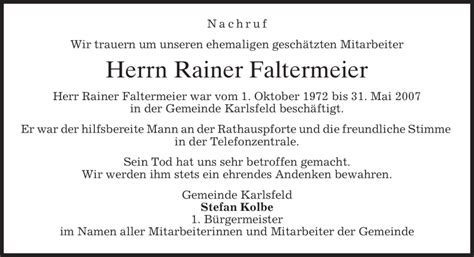Traueranzeigen Von Rainer Faltermeier Trauer Merkur De