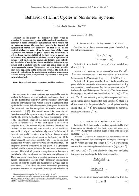 pdf behavior of limit cycles in nonlinear systems