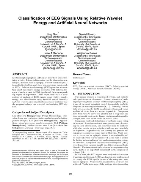 pdf classification of eeg signals using relative wavelet energy and artificial neural networks
