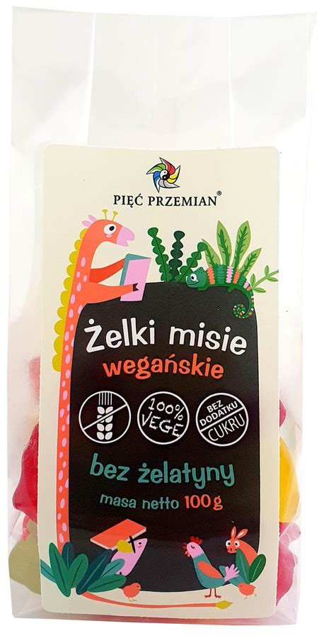 Żelki misie wegańskie Bez Cukru Żelatyny Bezglutenowe 100 g Pięć