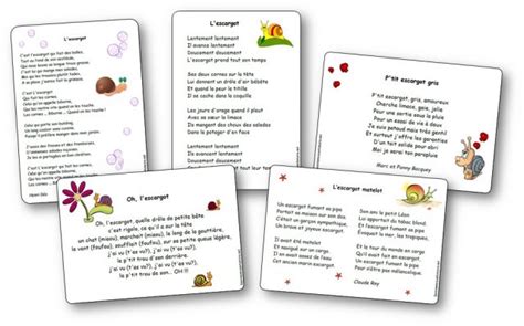 comptines sur les escargots chanson escargots maternelle poésie