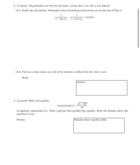 solved 3 7 points trig identities are true for all