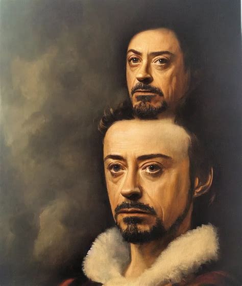 Oil Painting Half Lenght Portrait Of Robert Downey Jr Stable