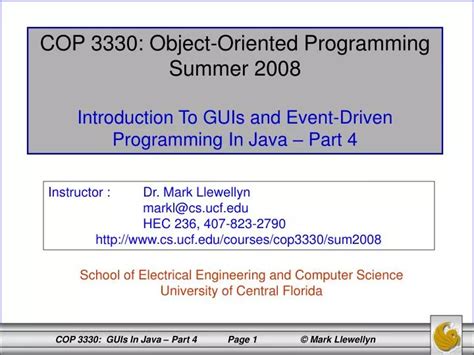 ppt cop 3330 object oriented programming summer 2008 powerpoint presentation id 6916721