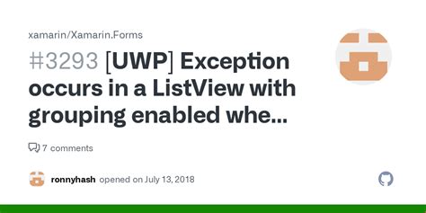 UWP Exception Occurs In A ListView With Grouping Enabled When It Is