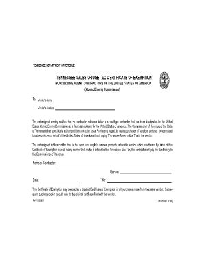 Printable Tennessee Sales Tax Exemption Certificate Fill And Sign