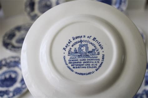 Vintage Wedgwood Blue White Transferware China Small Plates Royal Homes