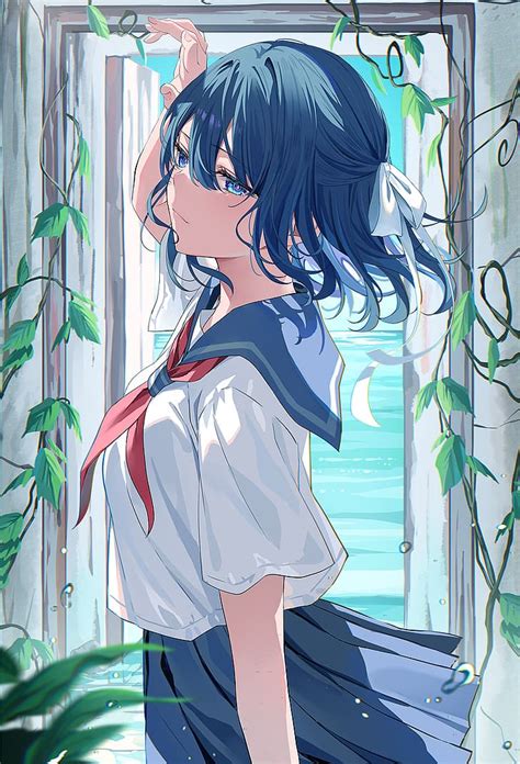 アニメの女の子 青い髪 青い目 HDデスクトップの壁紙 Wallpaperbetter