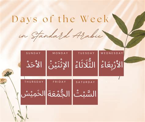 Days Of The Week In Arabic Msa Dialects With Audio Playaling