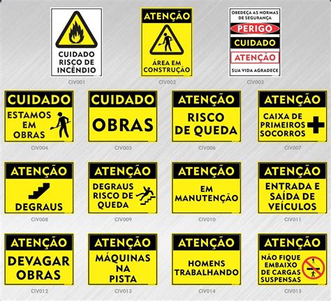Placa Alumínio Atenção Área Em Construção Construção Civil R 10 00