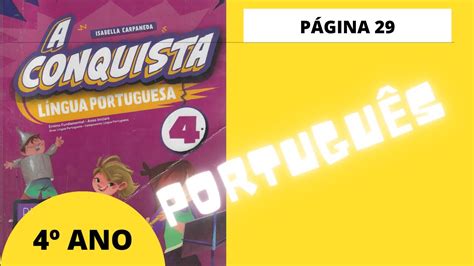 Correção do Livro A Conquista Português Pág 29 4º Ano YouTube