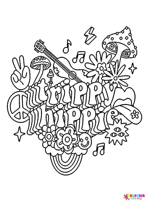 Trippy Hippie Coloring Page Free Printable Coloring Pages Adult