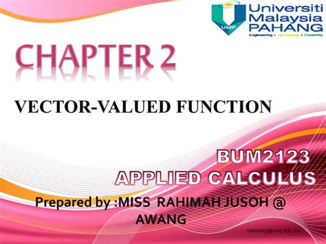 applied calculus chapter 2 vector valued function ppt