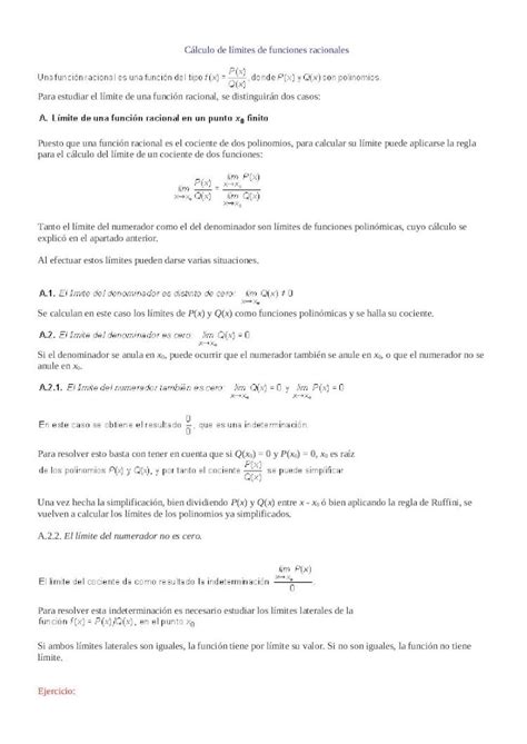Docx C Lculo De L Mites De Funciones Racionales Dokumen Tips