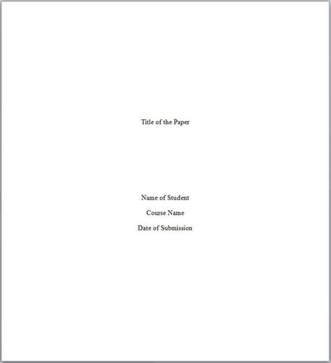 Chicago Style Cover Page Template