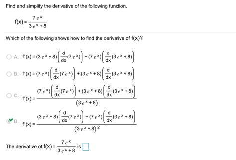 solved find and simplify the derivative of the following